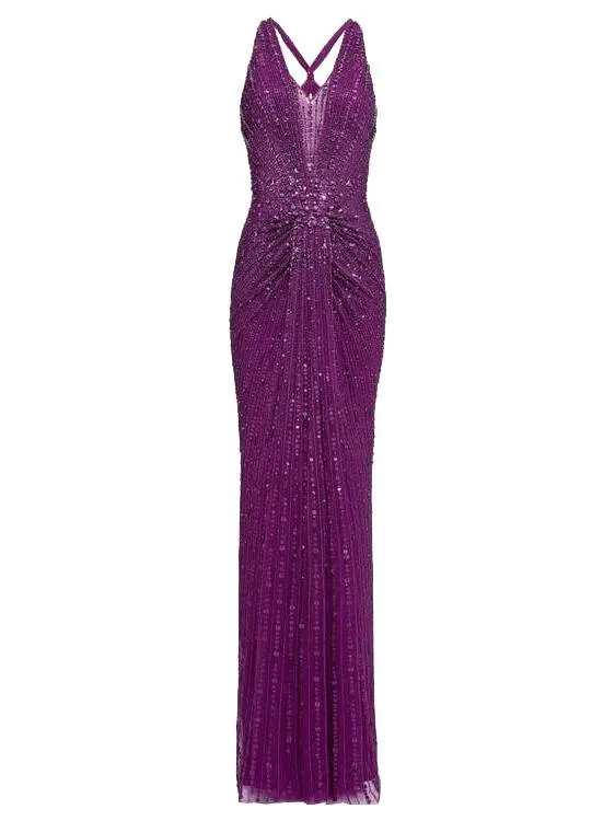 Jenny Packham Lana Sequin-embellished V-neck Maxi Dress - Brassica