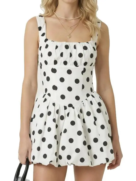 MODENAIRE Polka Dot Corset Mini Dress - White /black Polka Dot