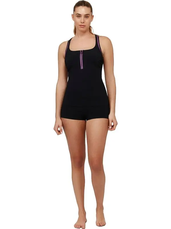 GOTTEX Duke Scoop Neck Tankini Top - Black-purple