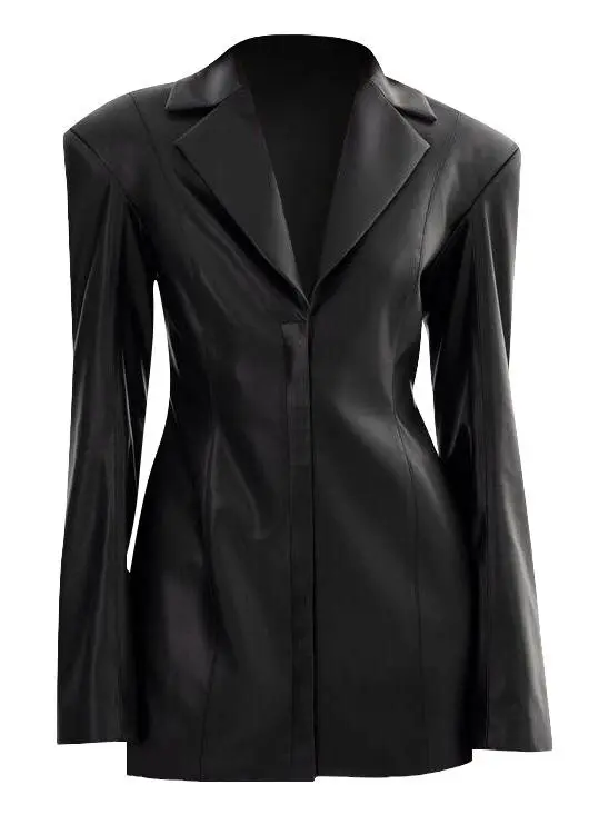 LAMARQUE Benedetta Faux Leather Blazer Dress - Black