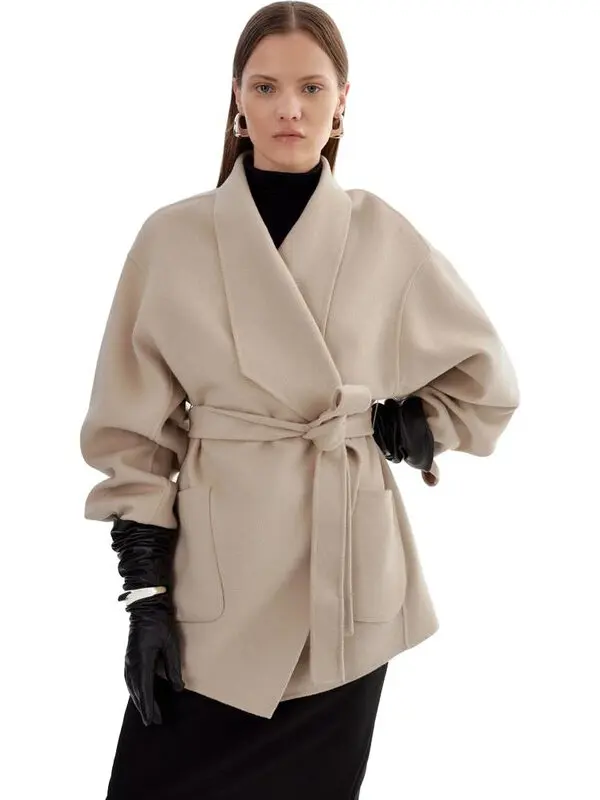 LAMARQUE Double-face Wool Coat - Beige