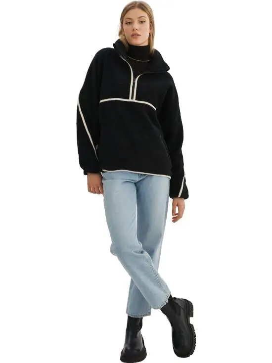 LAMARQUE Helsa Fleece Pullover - Black/ivory