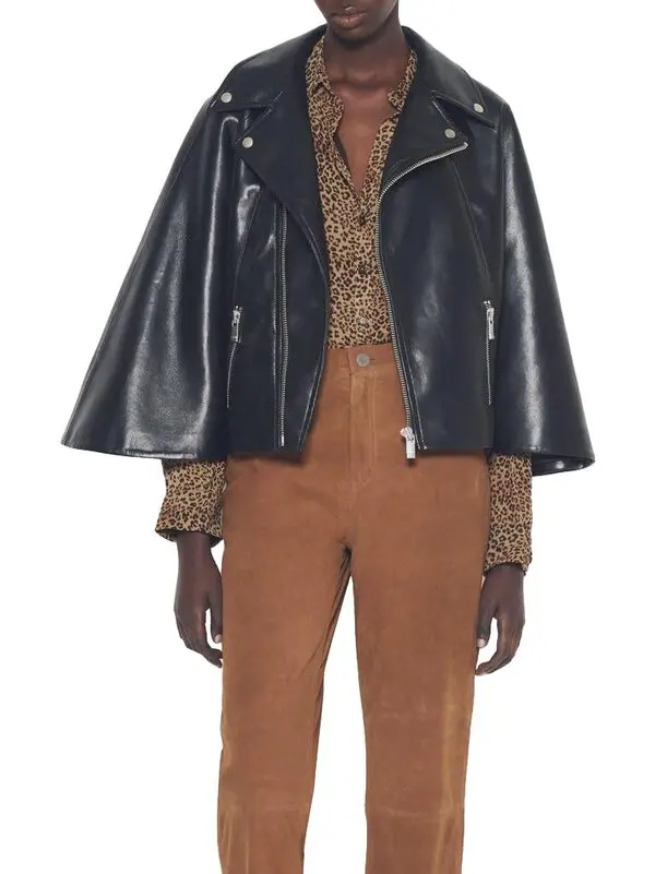 AS By DF Faith Recycled Leather Moto Cape - Black