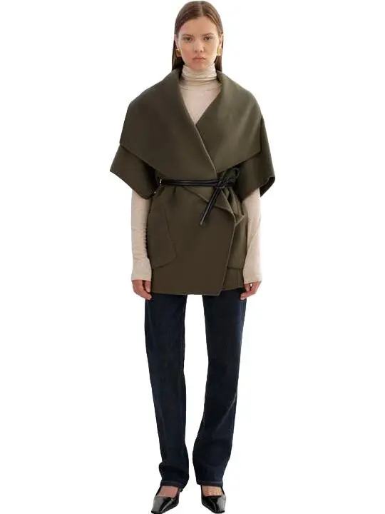 LAMARQUE Penelope Double Face Wool Coat - Dark Olive