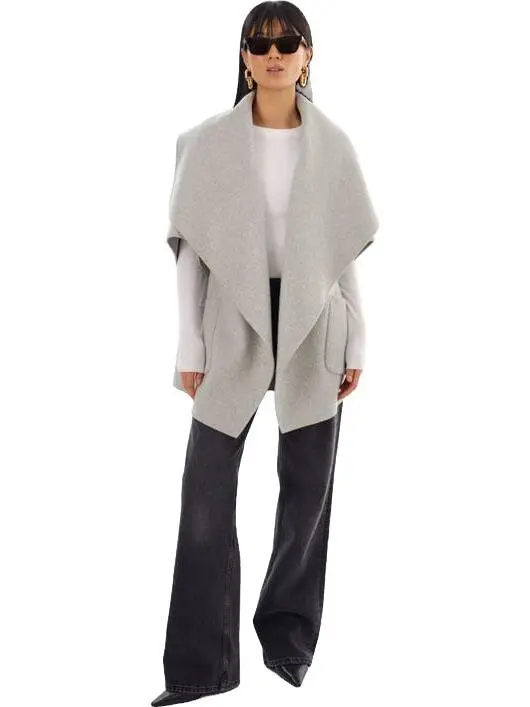 LAMARQUE Penelope Double Face Wool Coat - Light Grey