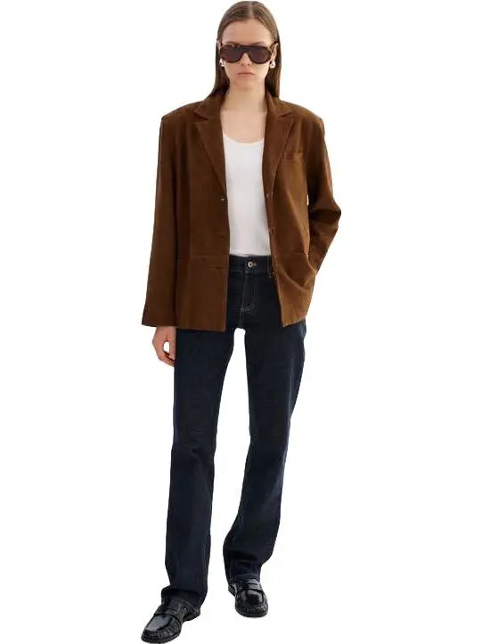 LAMARQUE Suede Blazer Jacket - Brown