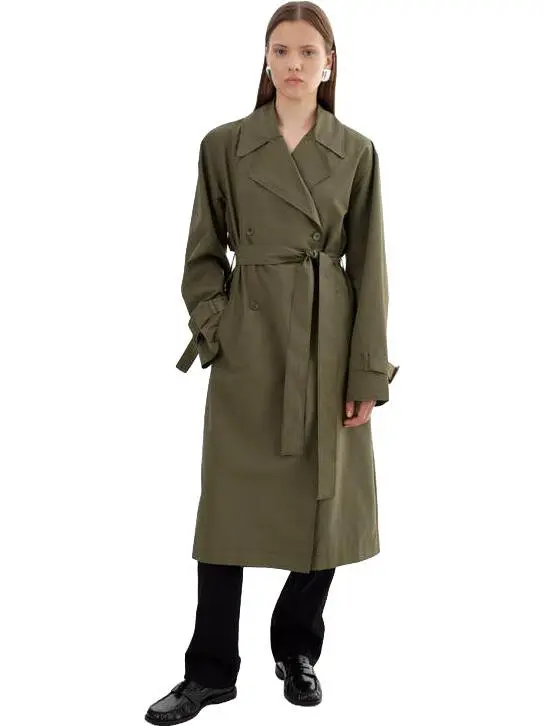 LAMARQUE Oversized Trench Coat - Dark Olive