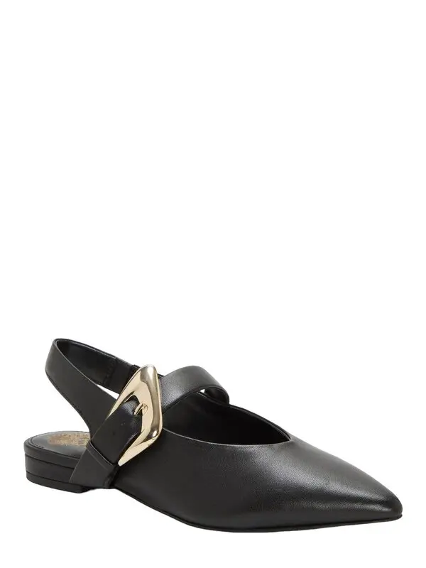 Vince Camuto Amoret Pointed Toe Slingback Flats - Black