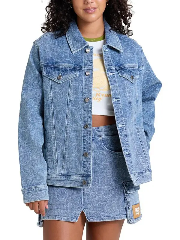 SAMII RYAN Smiley® Oversized Denim Jacket - Blue