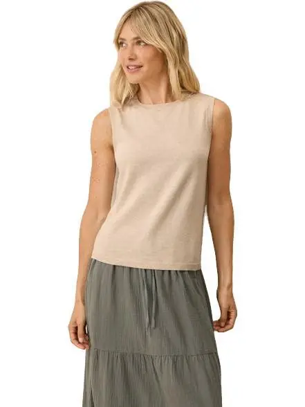 PACT Organic Classic Fine Knit Shell - Sandshell Heather