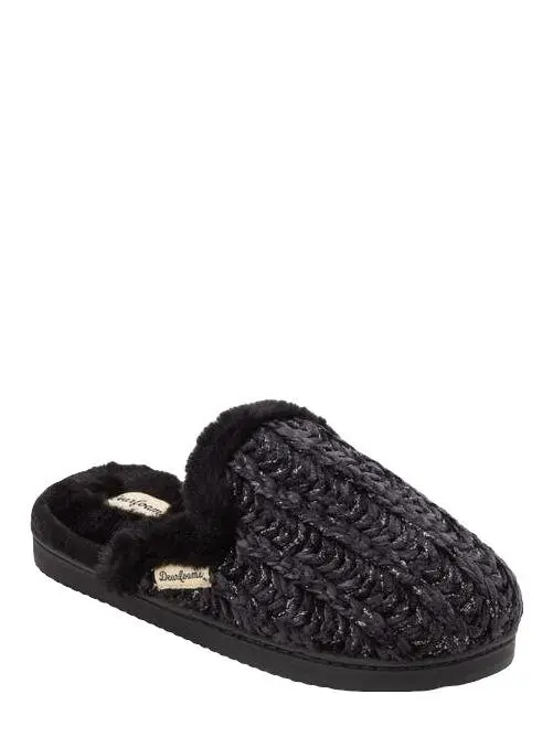 DEARFOAMS Paris Chenille Scuff Slipper - Black