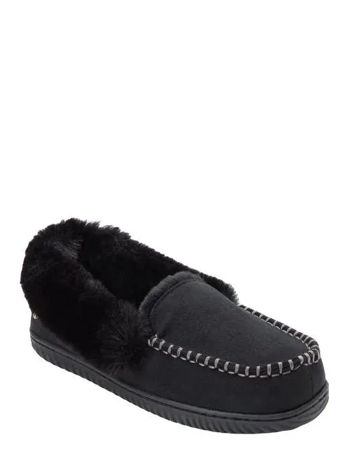 DEARFOAMS Ryland Cabin Moccasin Slippers - Black