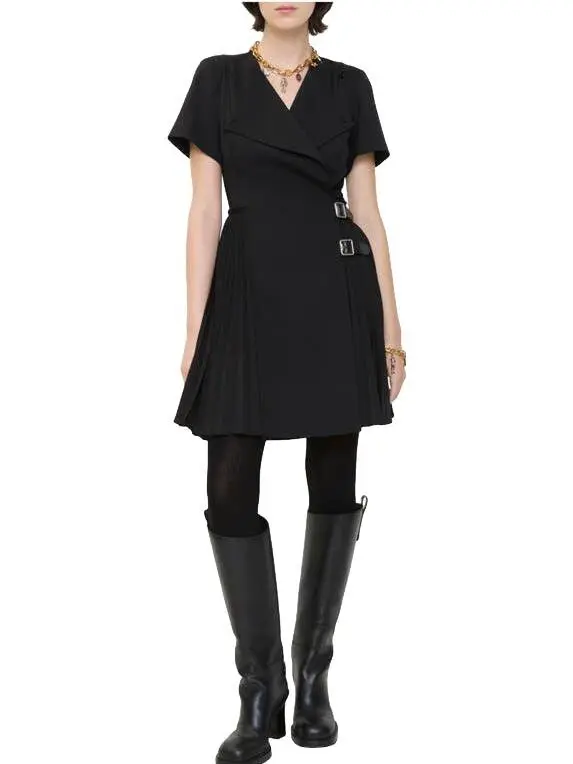 Burberry Wool Blend Kilt Dress - Black