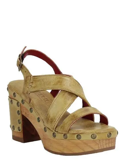 Bed Stu Mediation Wood Heel Strappy Sandals - Cashew Rustic