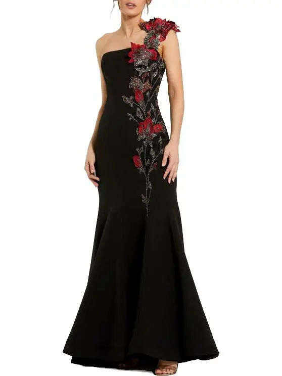 Mac Duggal Embroidered Mermaid Gown - Black Multi