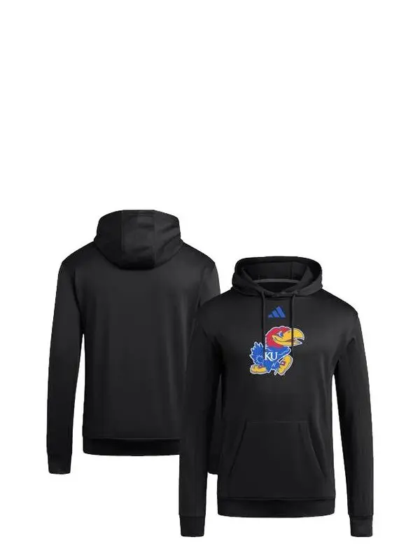 Adidas Kansas Jayhawks Locker Logo Fleece Pullover Hoodie - Black