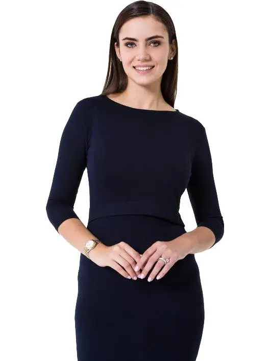 ACCOUCHEE Grace Maternity/nursing Dress - Navy Blue