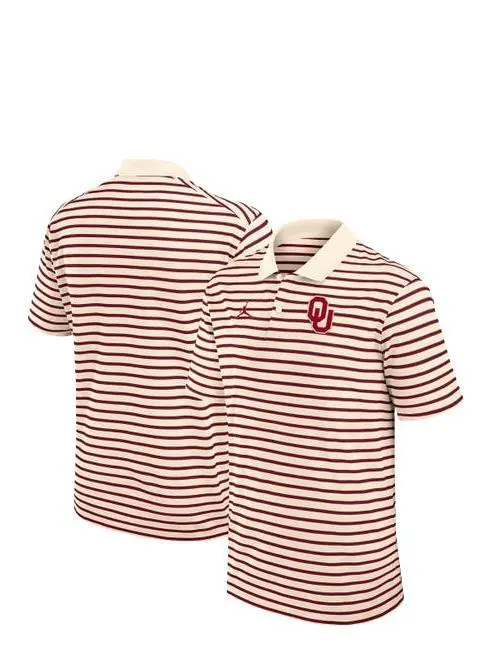 JORDAN BRAND Crimson Oklahoma Sooners Striped Primary Logo Performance Polo - Tan