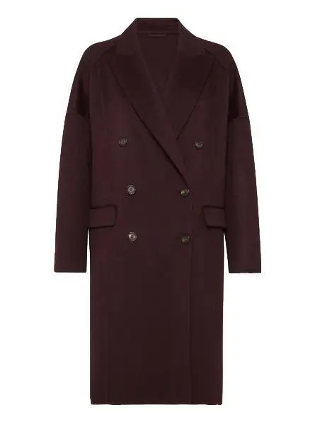 Brunello Cucinelli Handcrafted Cashmere Coat - Burgundy