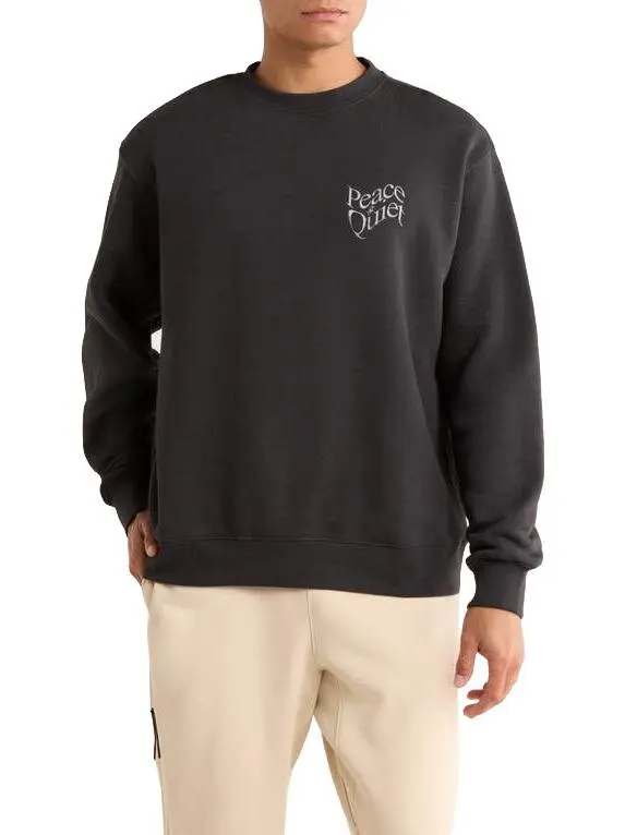 MUSEUM OF PEACE & QUIET Warped Logo Cotton Crewneck Sweatshirt - Black