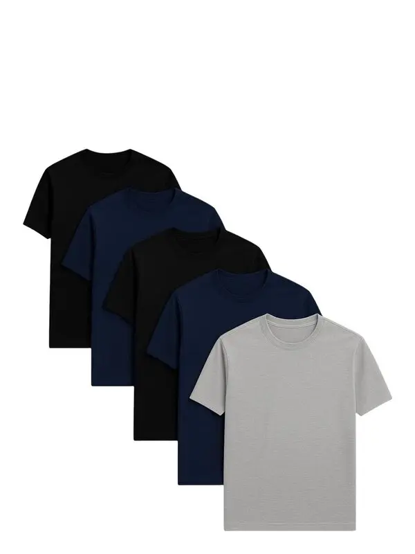BENBEN 6 Pack Tee Shirt 100% Cotton Super Soft - Black/navy/grey