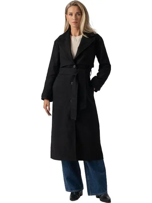 SAINT + SOFIA Odette Wool Overcoat - Black
