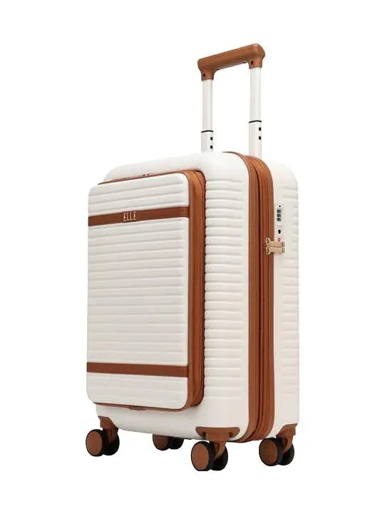 ELLE Escape Expandable Carry-on Suitcase With Laptop Pocket - White