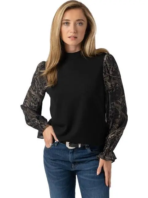 SAINT + SOFIA Penny Puff Sleeve Top - Spot Feather