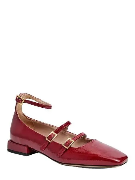 Bruno Magli Petra Ankle Strap Mary Jane Flat - Bordeaux Patent