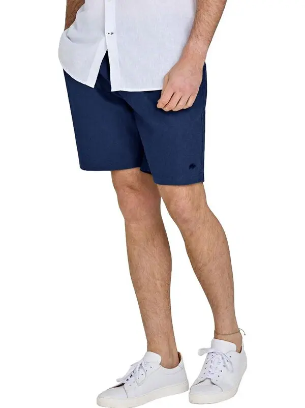 RAGING BULL Stretch Waist Linen Short - Navy