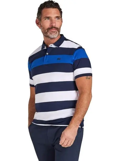 RAGING BULL Jersey Contrast Panel Polo - Navy