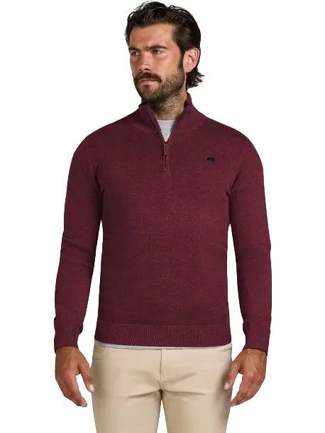 RAGING BULL Quarter Zip Cashmere Blend Sweater - Berry