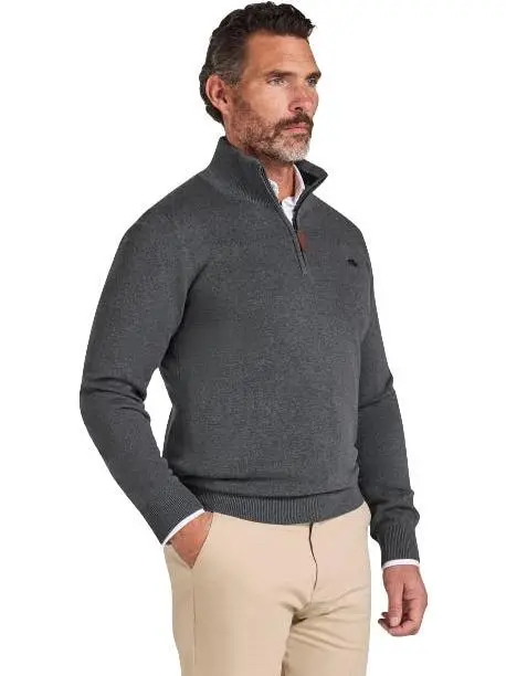 RAGING BULL Quarter Zip Cashmere Blend Sweater - Charcoal