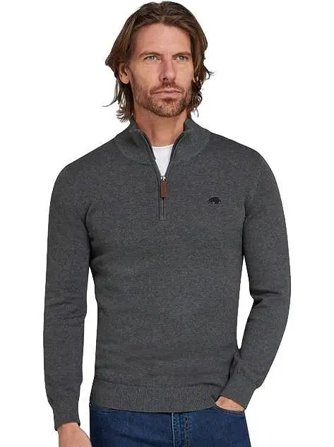 RAGING BULL Quarter Zip Cashmere Blend Sweater - Charcoal