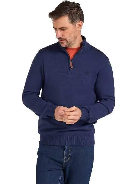 RAGING BULL Quarter Zip Cashmere Blend Sweater - Navy