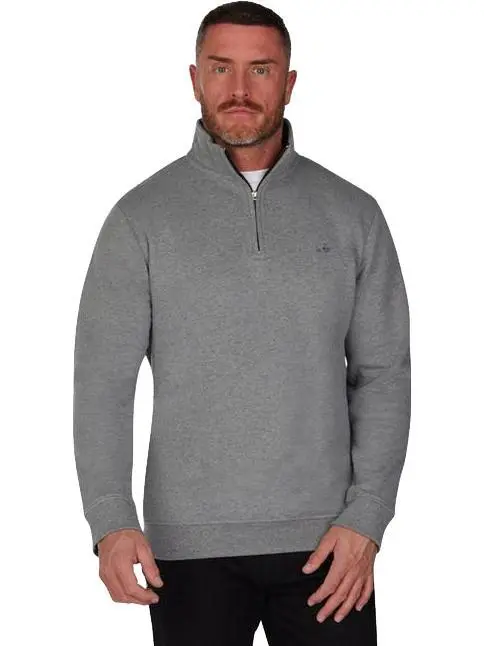 RAGING BULL Quarter Zip Sweatshirt - Grey Marl