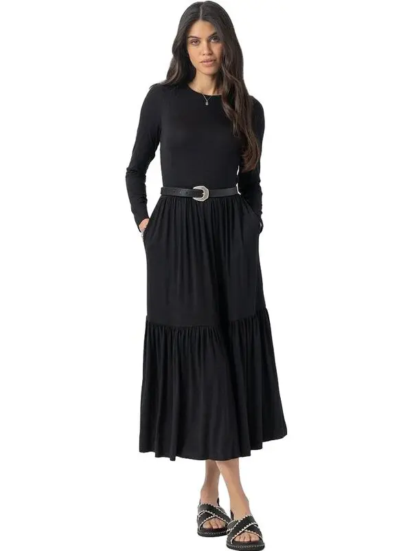SAINT + SOFIA Greenwich Long Sleeve Dress - Black