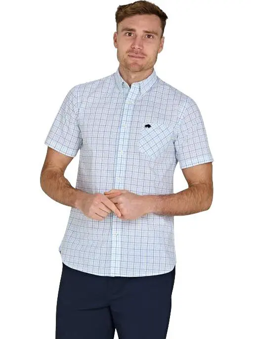 RAGING BULL Short Sleeve Cotton Poplin Shirt - White