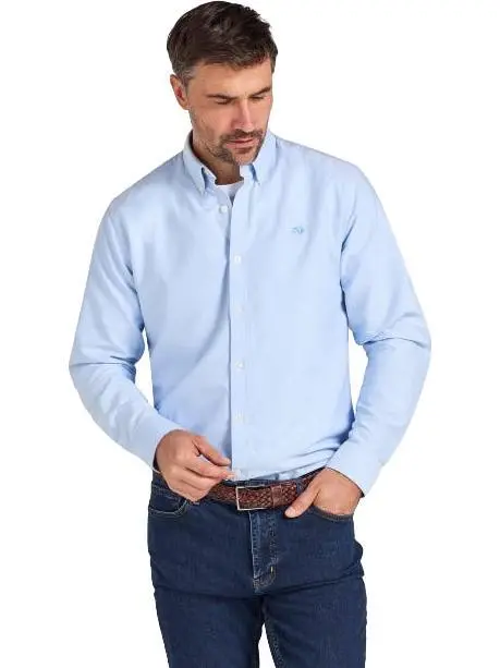 RAGING BULL Long Sleeve Oxford Shirt - Sky Blue