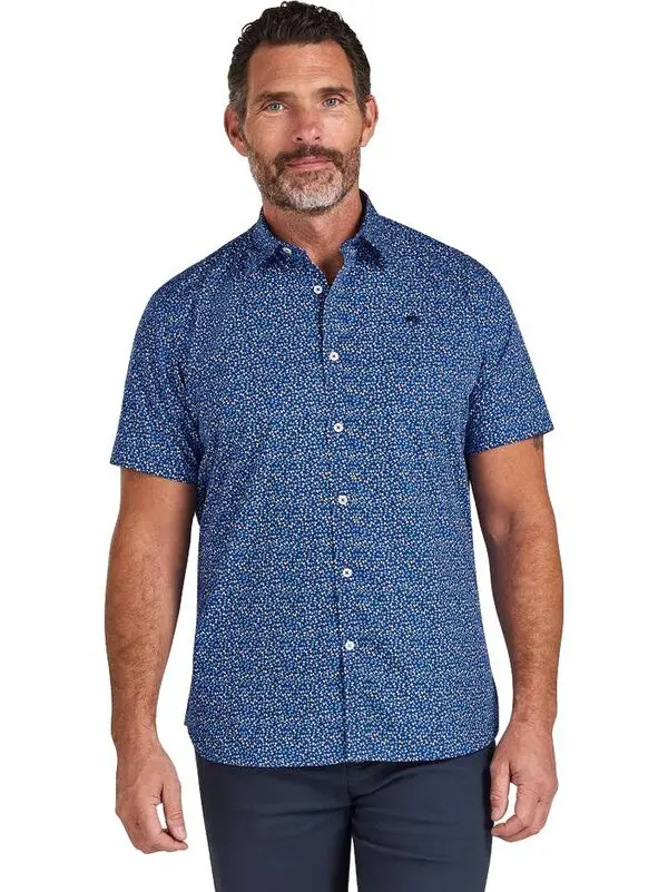 RAGING BULL Short Sleeve Flower Bud Shirt - Navy