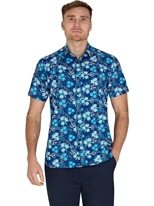 RAGING BULL Short Sleeve Blossom Shirt - Navy