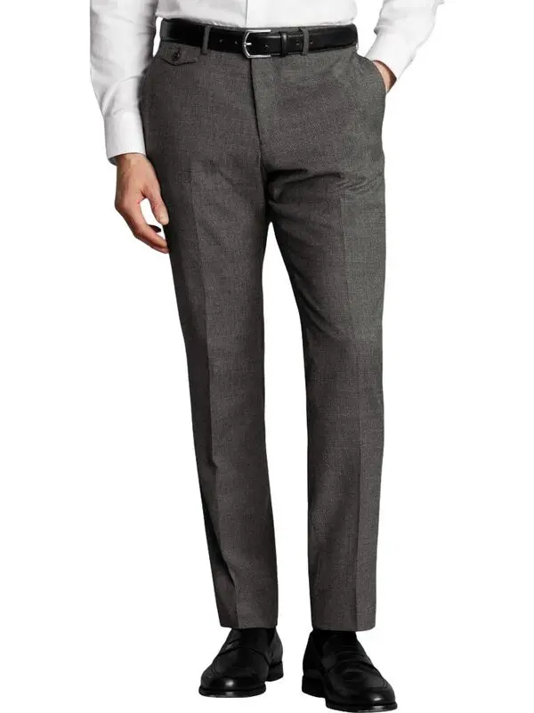 CHARLES TYRWHITT Slim Fit Stretch Wool Trousers - Dark Grey