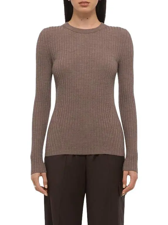 Helmut Lang Cutout Back Rib Top - Light Brown Melange