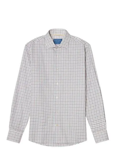 Robert Talbott Reynolds Ultra Light Weight Brushed Tattersall Shirt - Flax Multi