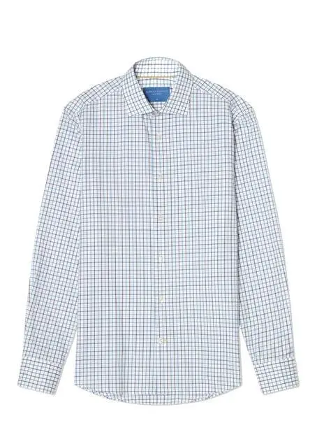 Robert Talbott Reynolds Ultra Light Weight Brushed Tattersall Shirt - Light Blue Multi