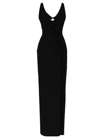 JENDUE Elegant Cut-out Maxi Gown - Black