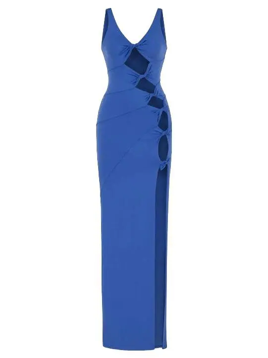 JENDUE Elegant Cut-out Maxi Gown - Jakaranda