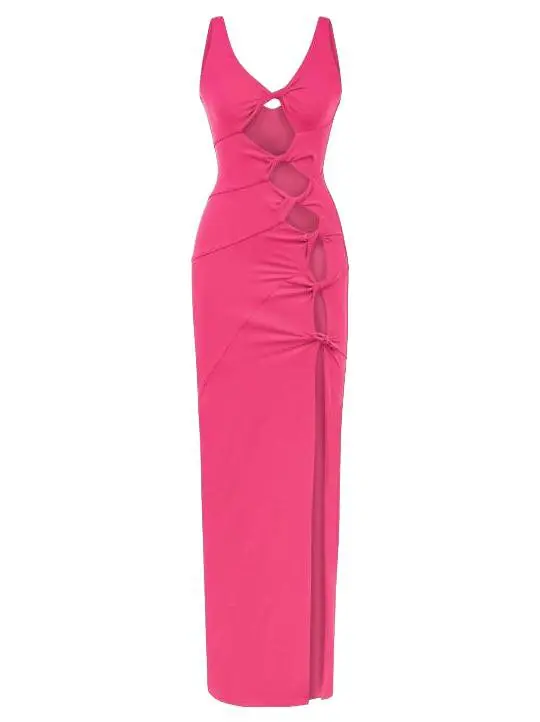 JENDUE Elegant Cut-out Maxi Gown - Pink