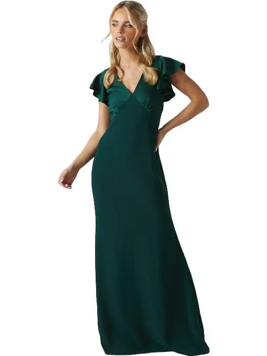 Coast Petite V-neck Short Sleeve Maxi Dress - Emerald
