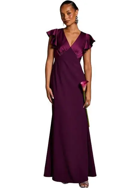 Coast Petite V-neck Short Sleeve Maxi Dress - Fig